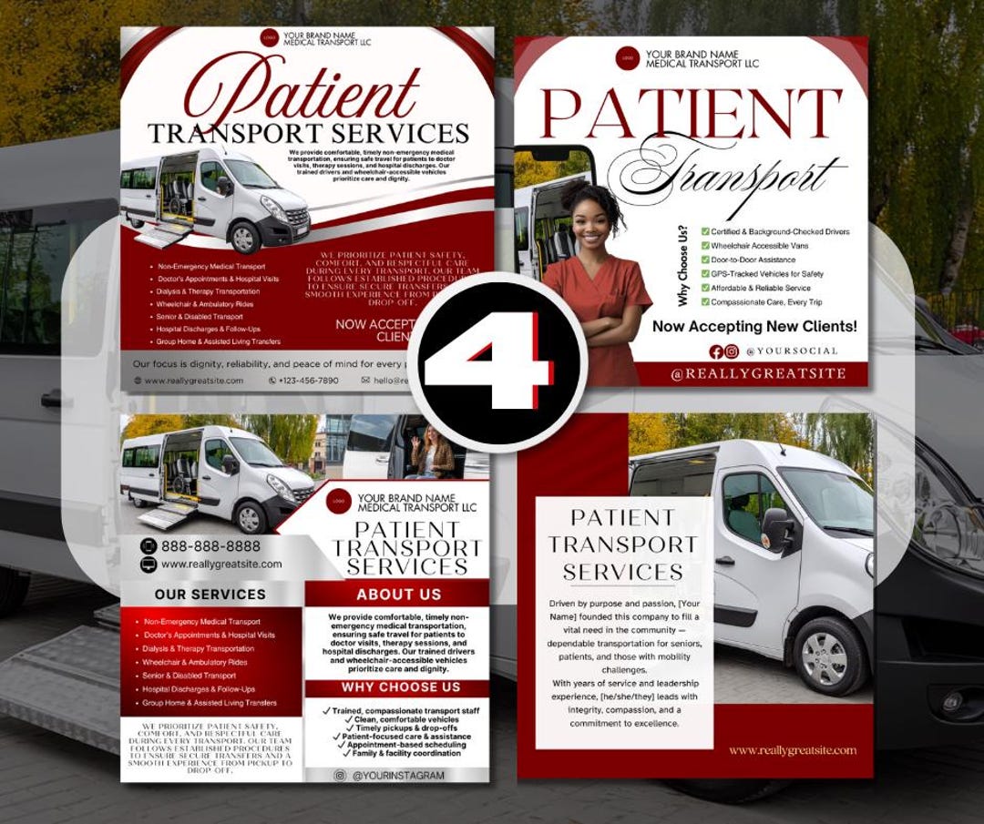 Mobile Patient Transport Instagram Post Template Bundle | Canva ...