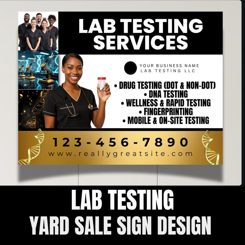 Lab Testing Yard Sign Template | Drug Testing, DNA & Wellness Services ...