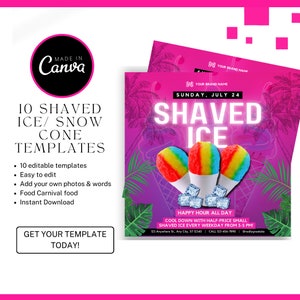 Shaved Ice Menu Template / Snow Cone Menu Template / Food Menu / Canva ...