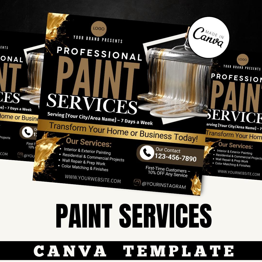 Painting Service Flyer Template | Editable Canva Contractor Flyer ...