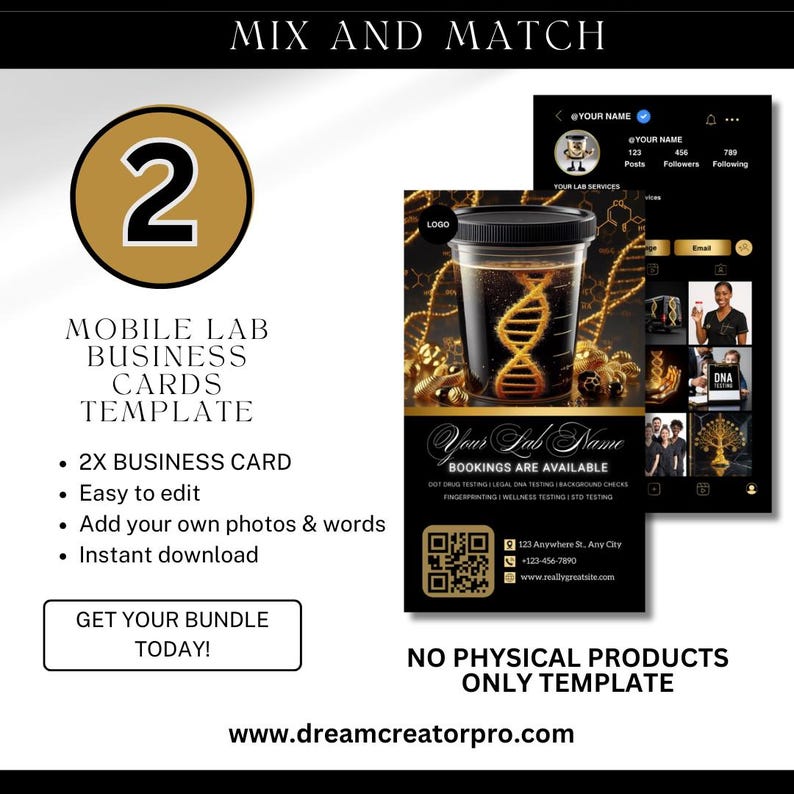 Mobile Lab Business Cards Template / DIY Medical Service Flyer/ DNA ...