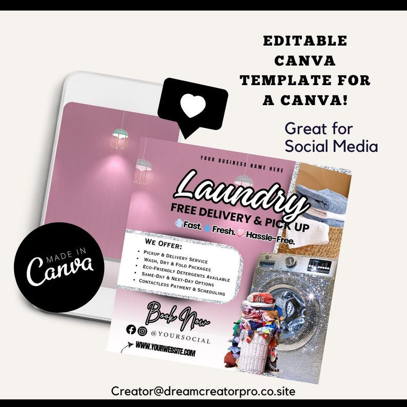 Mobile Laundry Flyer Template | Instagram Canva Flyer | Laundry Service ...