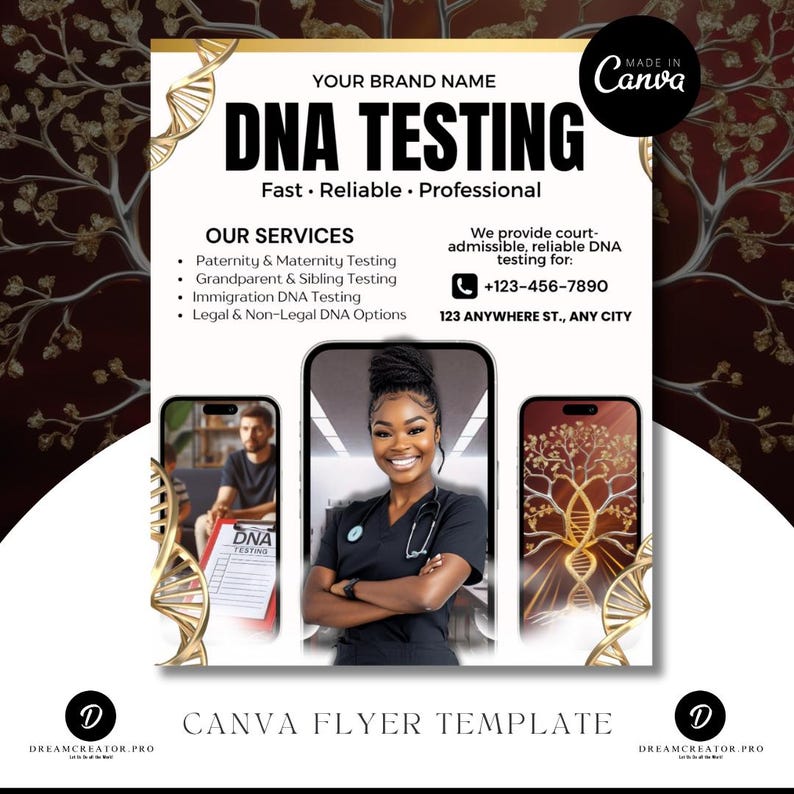 DNA Testing Instagram Post Template | Canva Editable DNA Lab Services ...