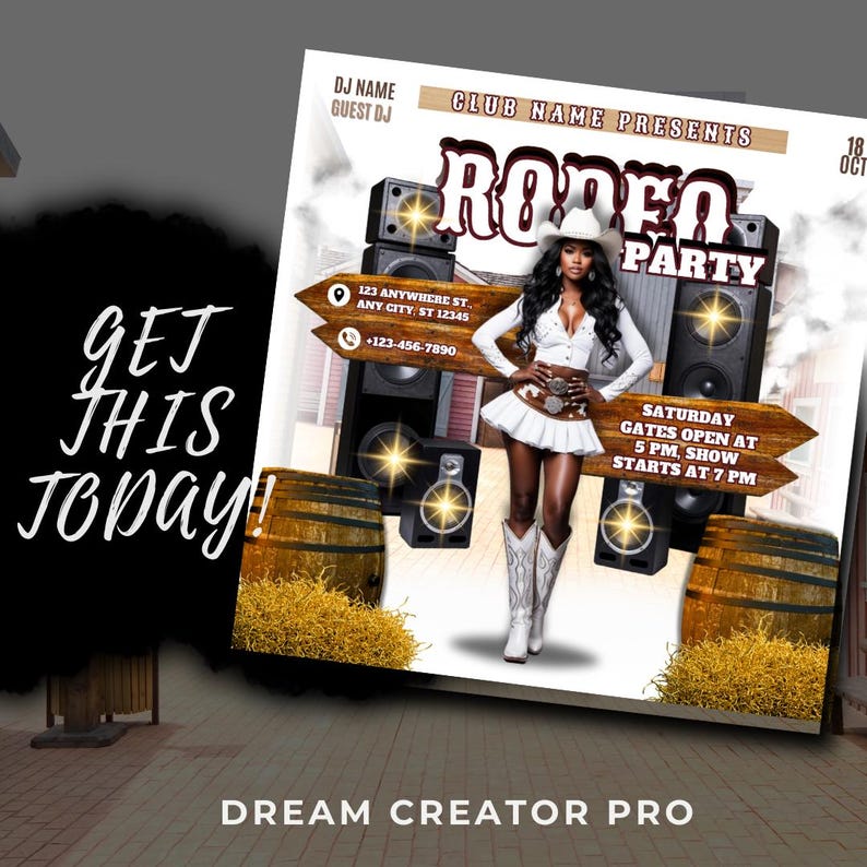 Rodeo Western Night Party Flyer Template, Party Flyer, Club Flyer ...