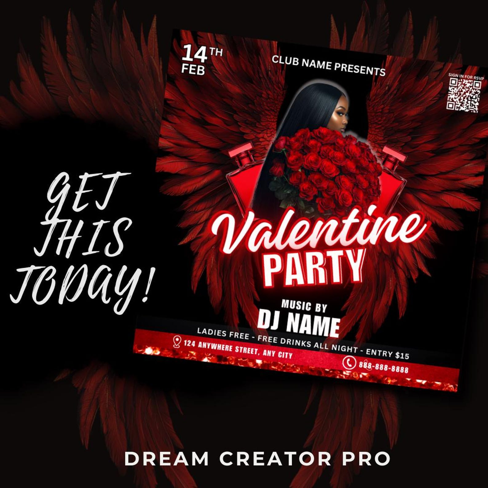 DIY Valentines Party Flyer, February Flyer, Party Flyer, Club Flyer ...