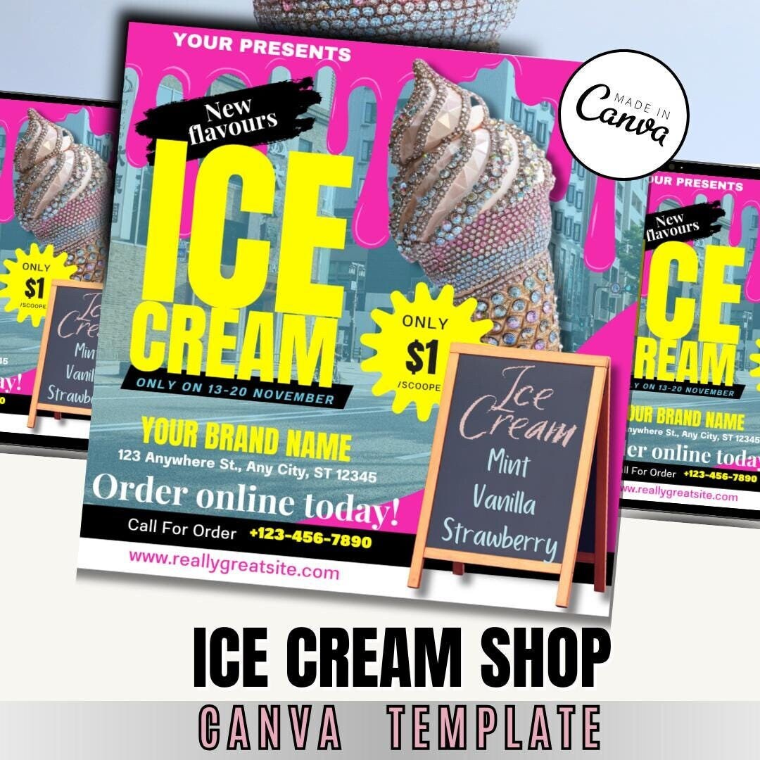 ICE Cream Shop Template / Food Truck Menu Template / Food Menu / Canva ...