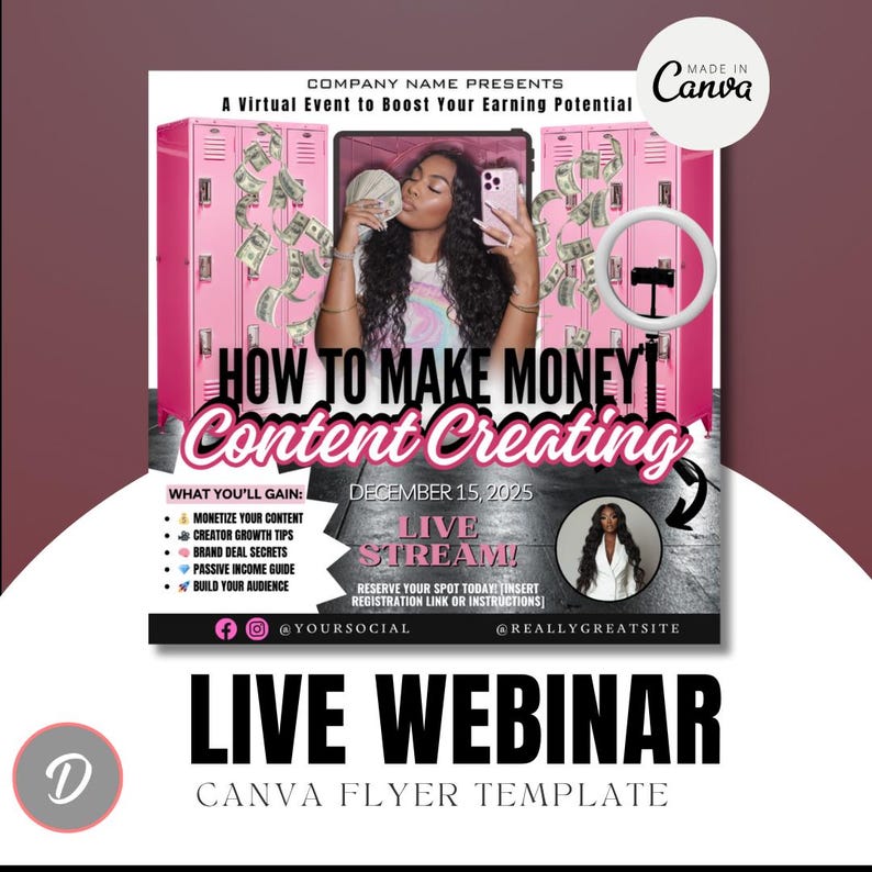 How to Make Money Content Creating Flyer Template | Editable Canva ...