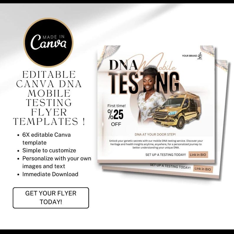 Mobile DNA Testing Flyer / DIY Medical DNA Lab Service Flyer/ Mobile ...