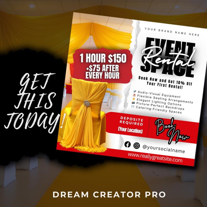 Event Space Rentals Flyer Template / Event Hosting / Digital Flyer ...