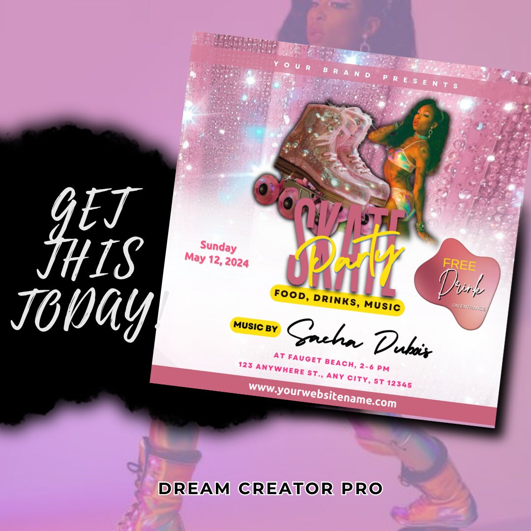Skate Party Flyer Template / Party Flyer / Club Flyer / Canva Flyer ...