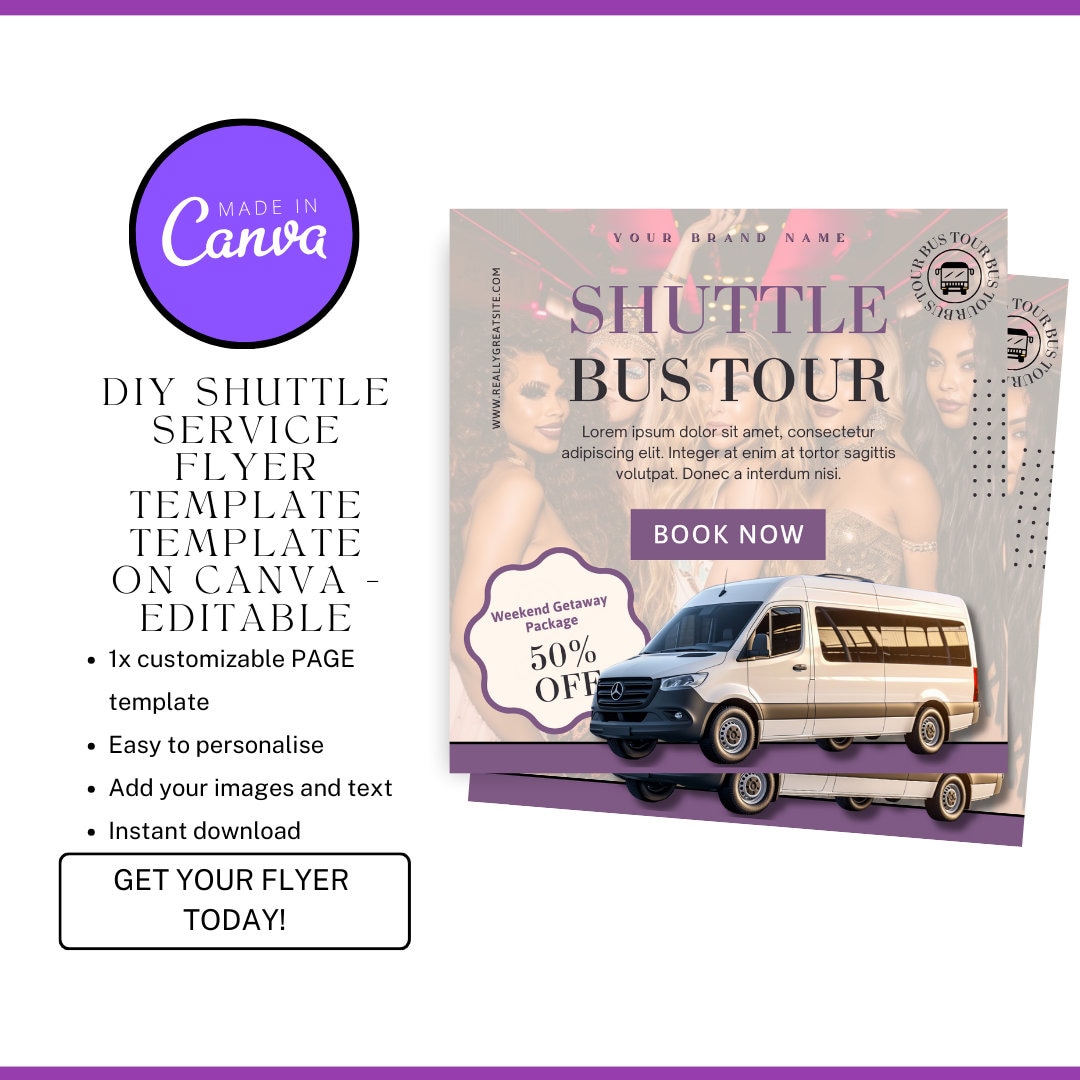 Shuttle Service Flyer Canva Template / Car Service Flyer / Service ...