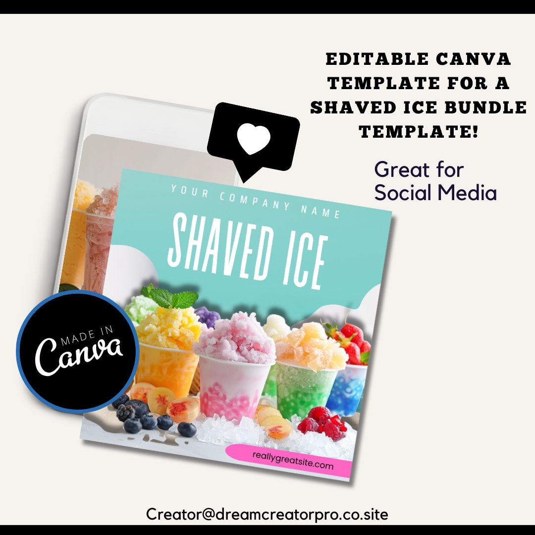 Shaved Ice Menu Template / Snow Cone Menu Template / Food Menu / Canva ...
