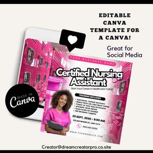 Nursing Assistant Class Flyer Template | CNA Training Canva IG Post ...