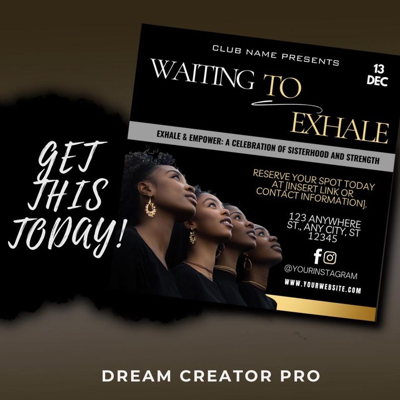 Women Network Event Flyer Template / Waiting to Exhale Party / Canva ...
