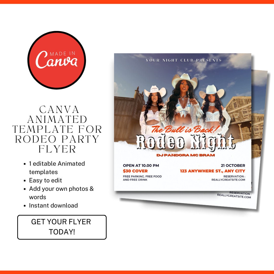 Rodeo Western Night Animated Party Flyer Template, Party Flyer, Club ...