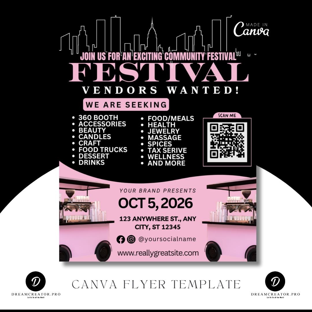 Festival Vendors Wanted Flyer Template | Vendor Call Event Flyer Canva ...