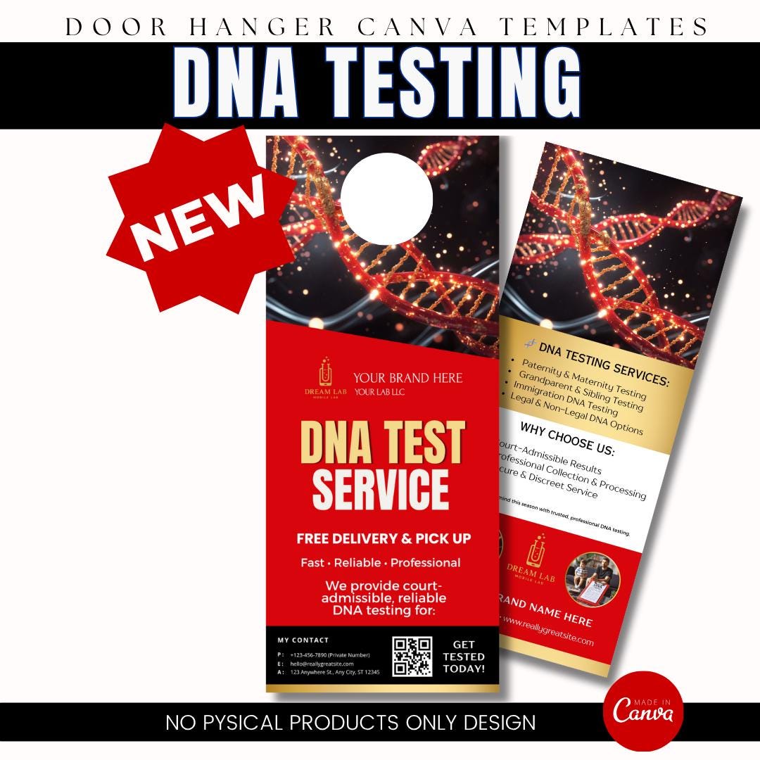 DNA Testing Door Hanger Template | Editable Canva Design | Medical Lab ...