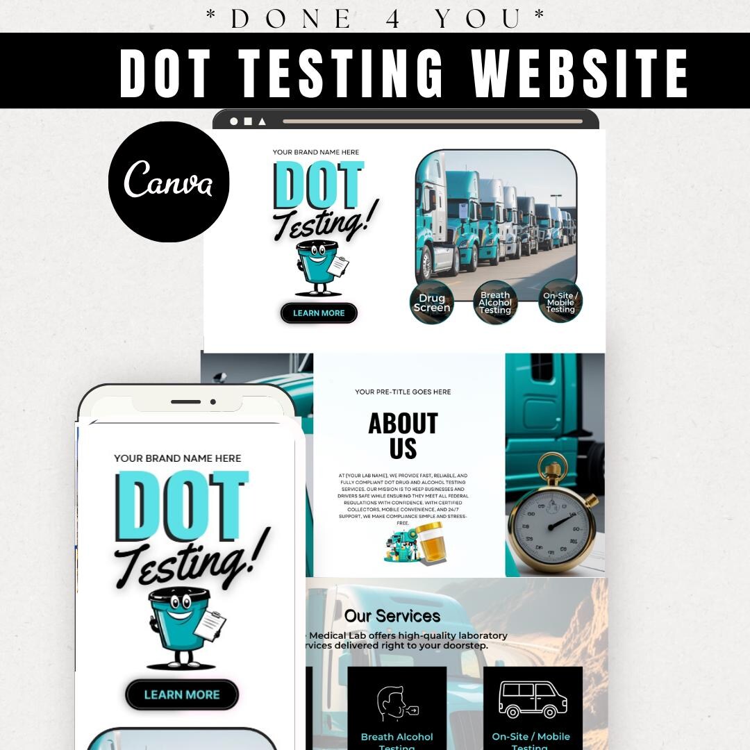 DOT Testing Website Template | 20-page Editable Canva Website & Slide ...