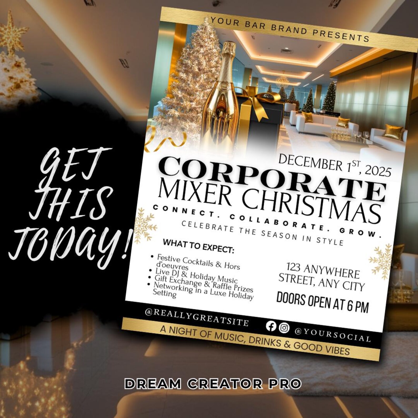 Christmas Corporate Mixer Party Flyer | Holiday Office Party Canva ...