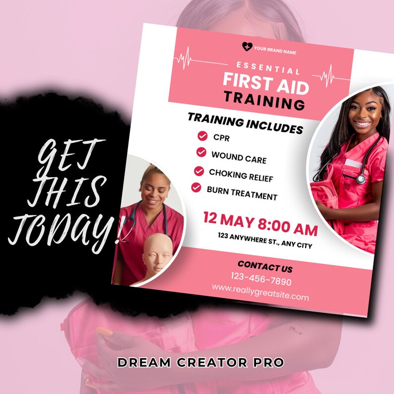 CPR Flyer TEMPLATE / DIY Medical Service Flyer/ First Aid Flyer ...