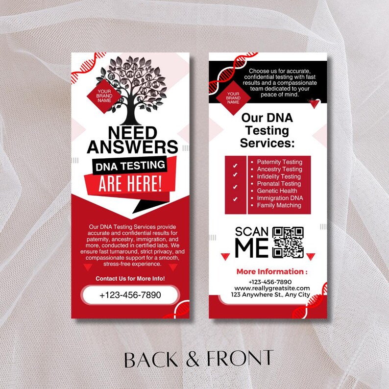 DNA Testing Rack Card / DIY Medical Service/ Mobile Paternity Testing ...