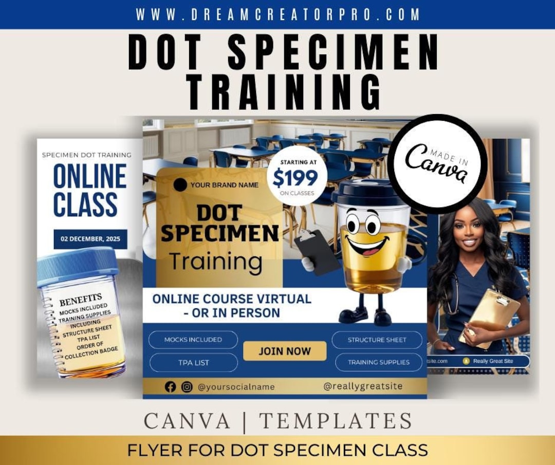 DOT Specimen Course Canva Flyer Template / DIY Medical DNA Lab Service ...