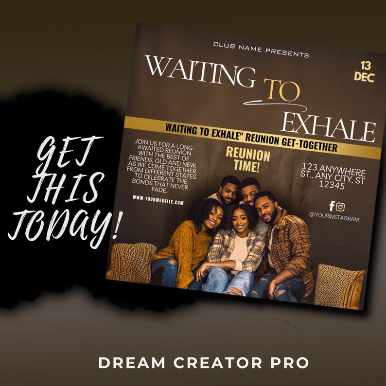 Reunion Friend Event Flyer Template / Waiting to Exhale Party / Canva ...