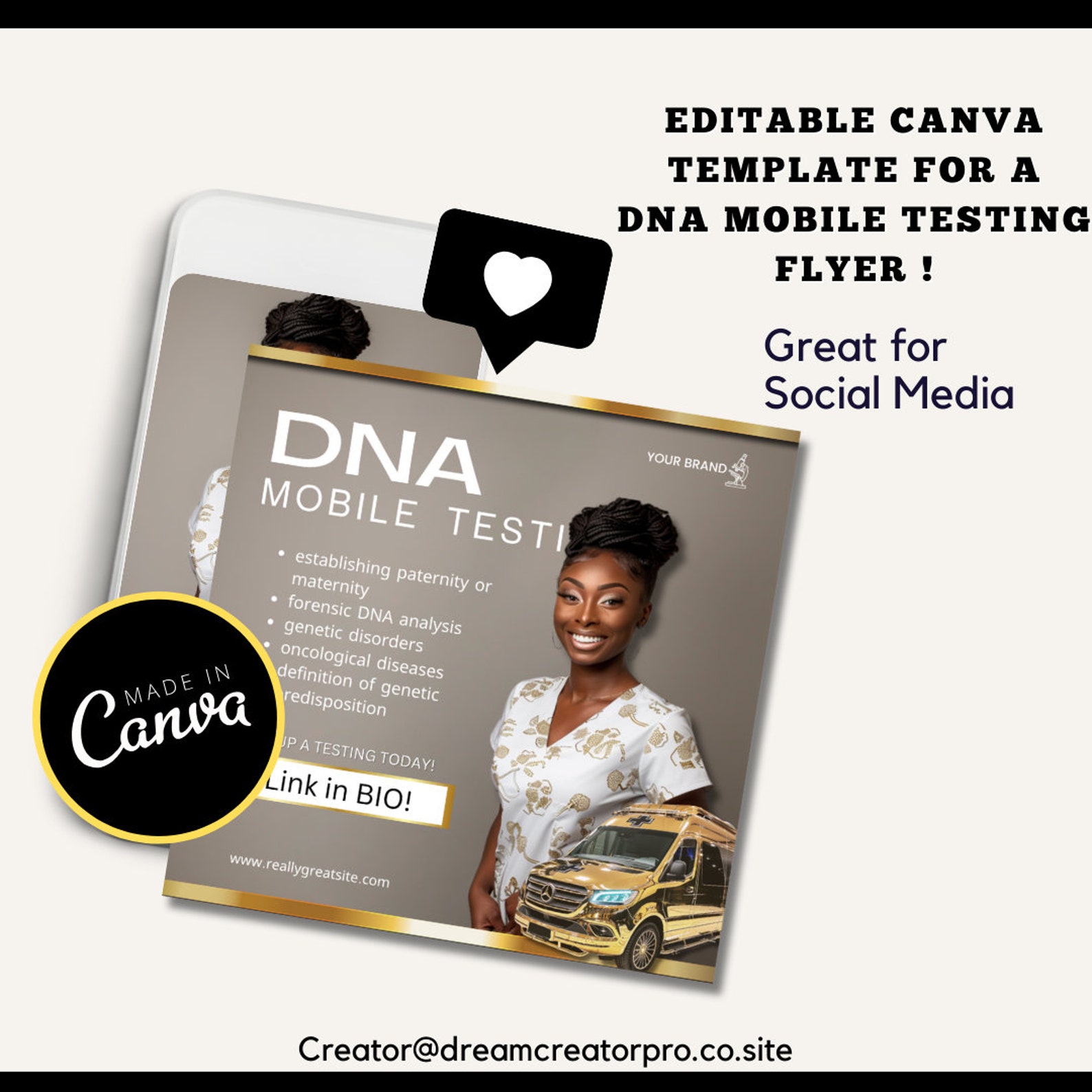Mobile DNA Testing Flyer / DIY Medical DNA Lab Service Flyer/ Mobile ...