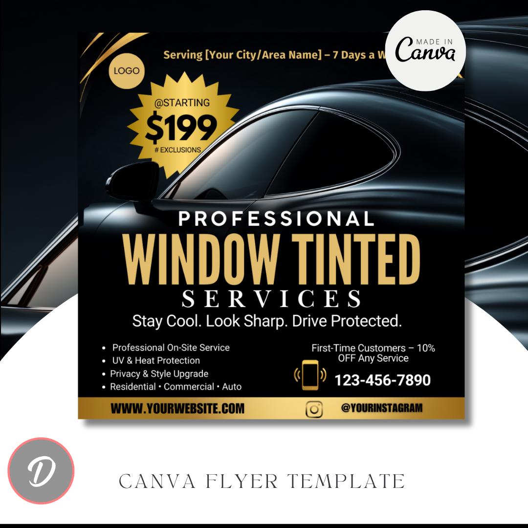 Tinted Window Mobile Service Flyer Template | Editable Canva Auto ...