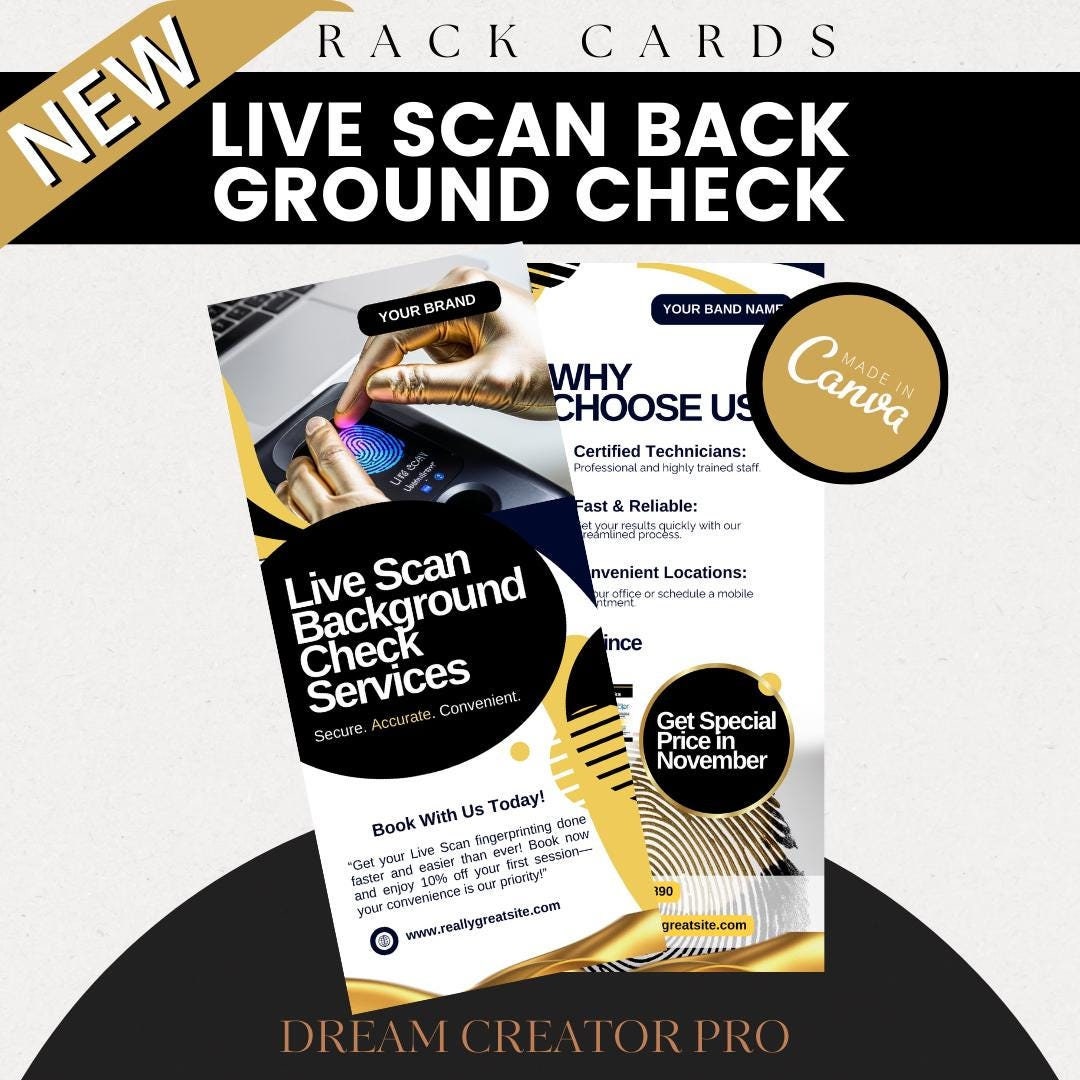Live Scan Background Check Rack Card / DIY Medical Service / Physical Exam / Medical / Health ...