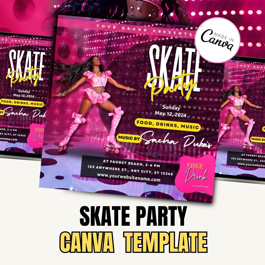 Skate Party Flyer Template / Party Flyer / Club Flyer / Canva Flyer ...