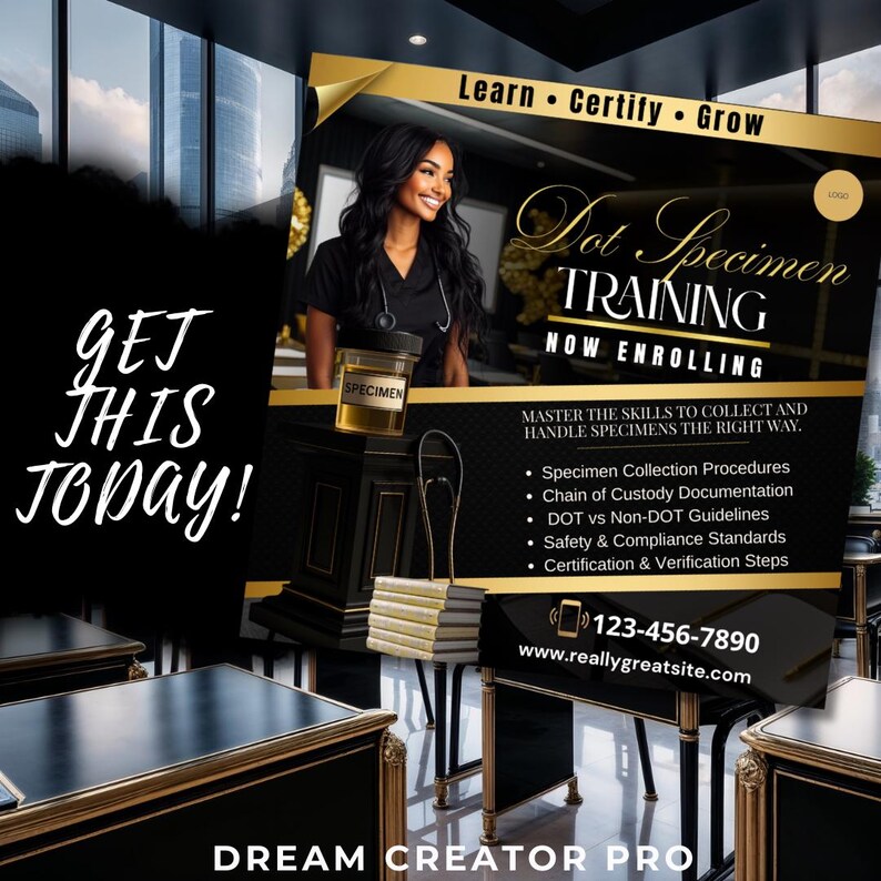 DOT Specimen Course Canva Flyer Template / DIY Medical DNA Lab Service ...