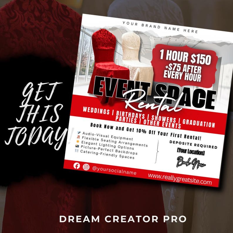 Event Space Rentals Flyer Template / Event Hosting / Digital Flyer ...