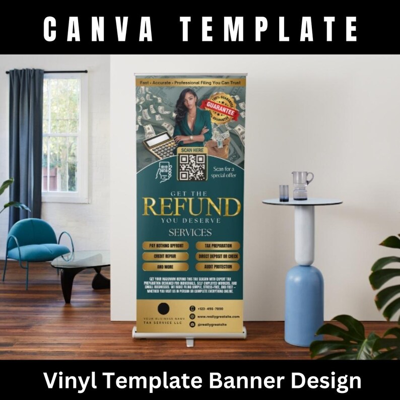 Tax Services Retractable Banner Template | Tax Prep & Refund Advance ...