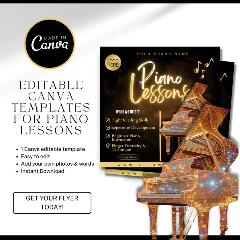 Piano Lessons Flyer Template, Classes Flyer, Online Class Template ...