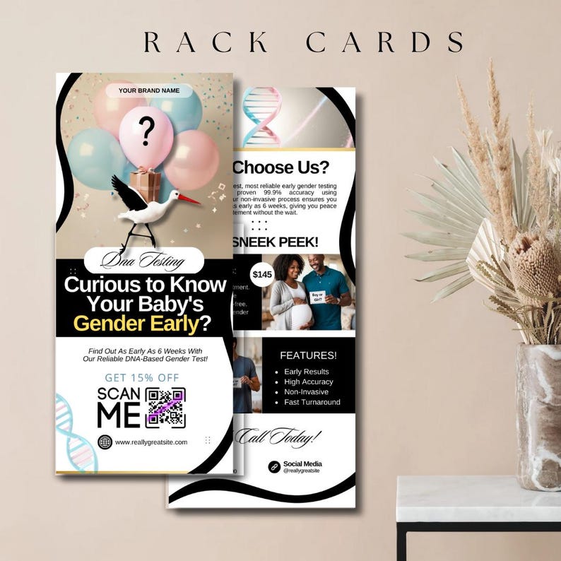 DNA Testing Gender Reveal Rack Card / DIY Medical Service / Physical ...