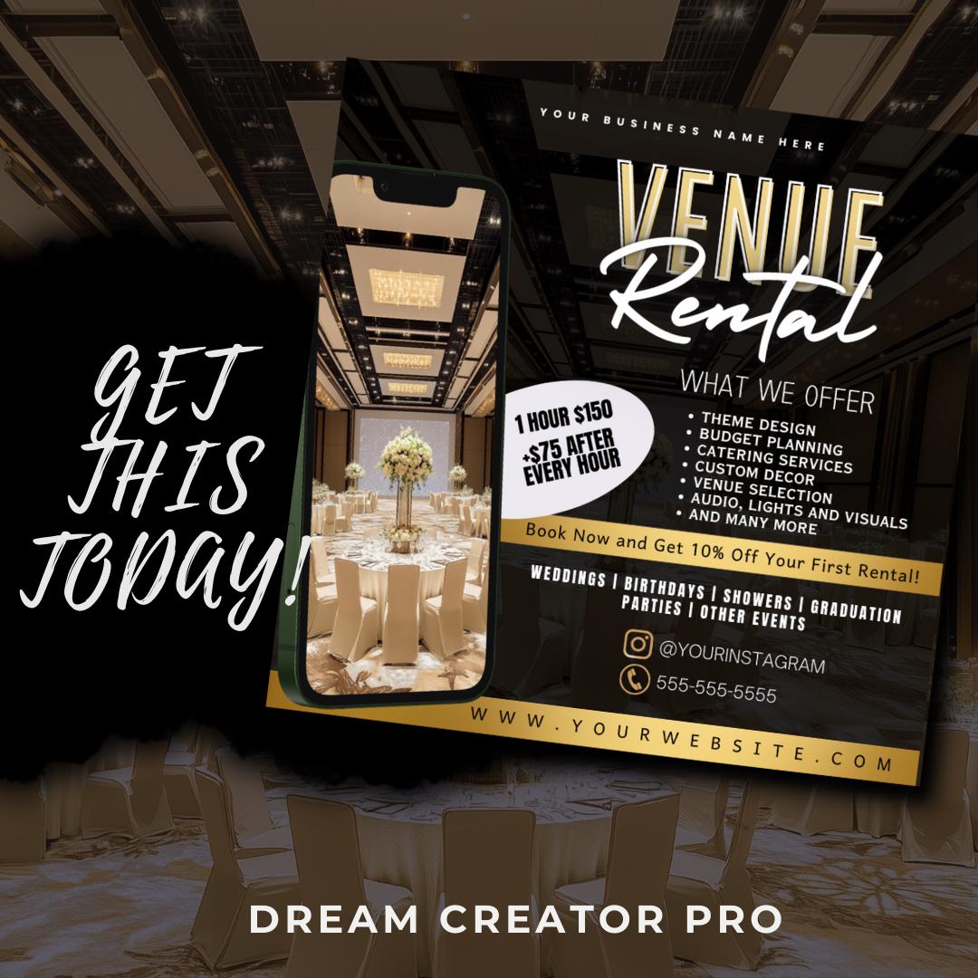 Event Venue Rental Flyer / Event Space Rentals Flyer Template / Event ...