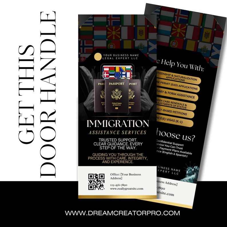 Immigration Services Door Hanger Template | Editable Canva Design ...