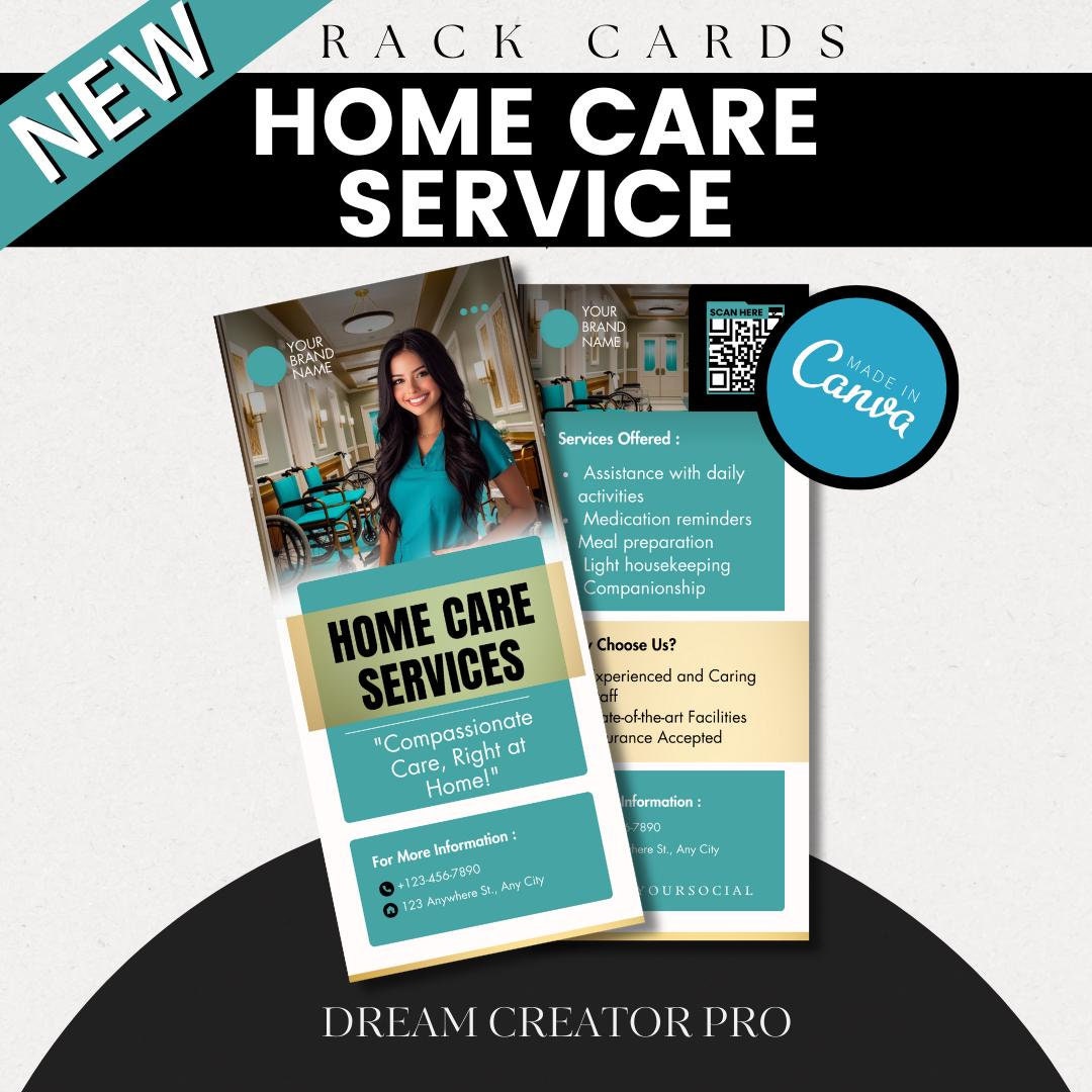 Home Care Service Rack Card / DIY Home Care Service Flyer/ Pink Home ...