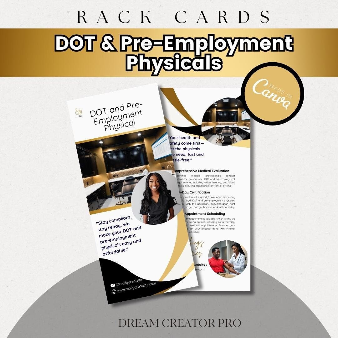 DOT & Pre-employment Physicals Rack Card / DIY Medical Service/ Mobile ...