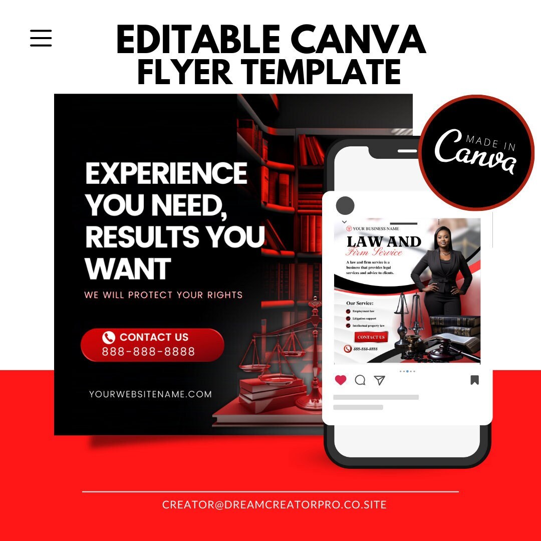 Legal Firm- Canva Editable Template Set for Law Firms (set of 3) CANVA ...