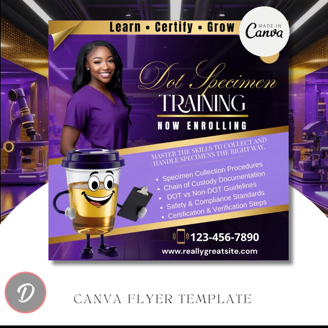 DOT Specimen Course Canva Flyer Template / DIY Medical DNA Lab Service ...