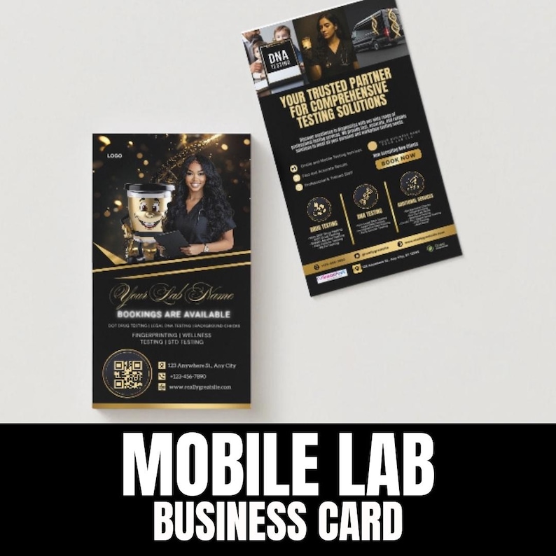Mobile Lab Business Cards Template / DIY Medical Service Flyer/ DNA ...
