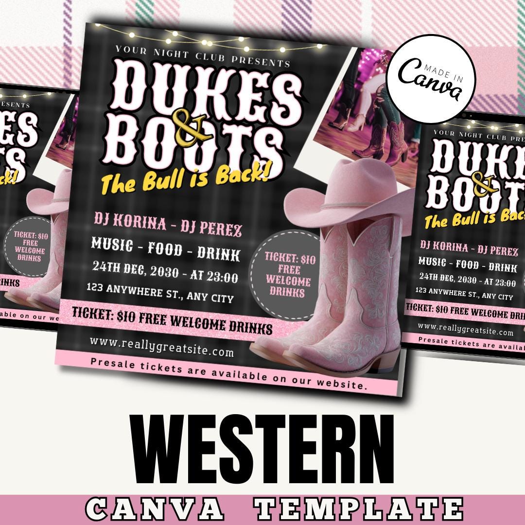 Western Night Party Flyer Template, Party Flyer, Club Flyer, Canva ...