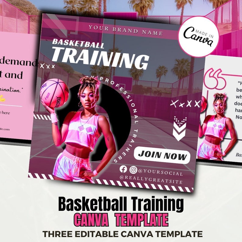 Pink Basketball Training Flyer Template Bundle / Training Gym Flyer ...