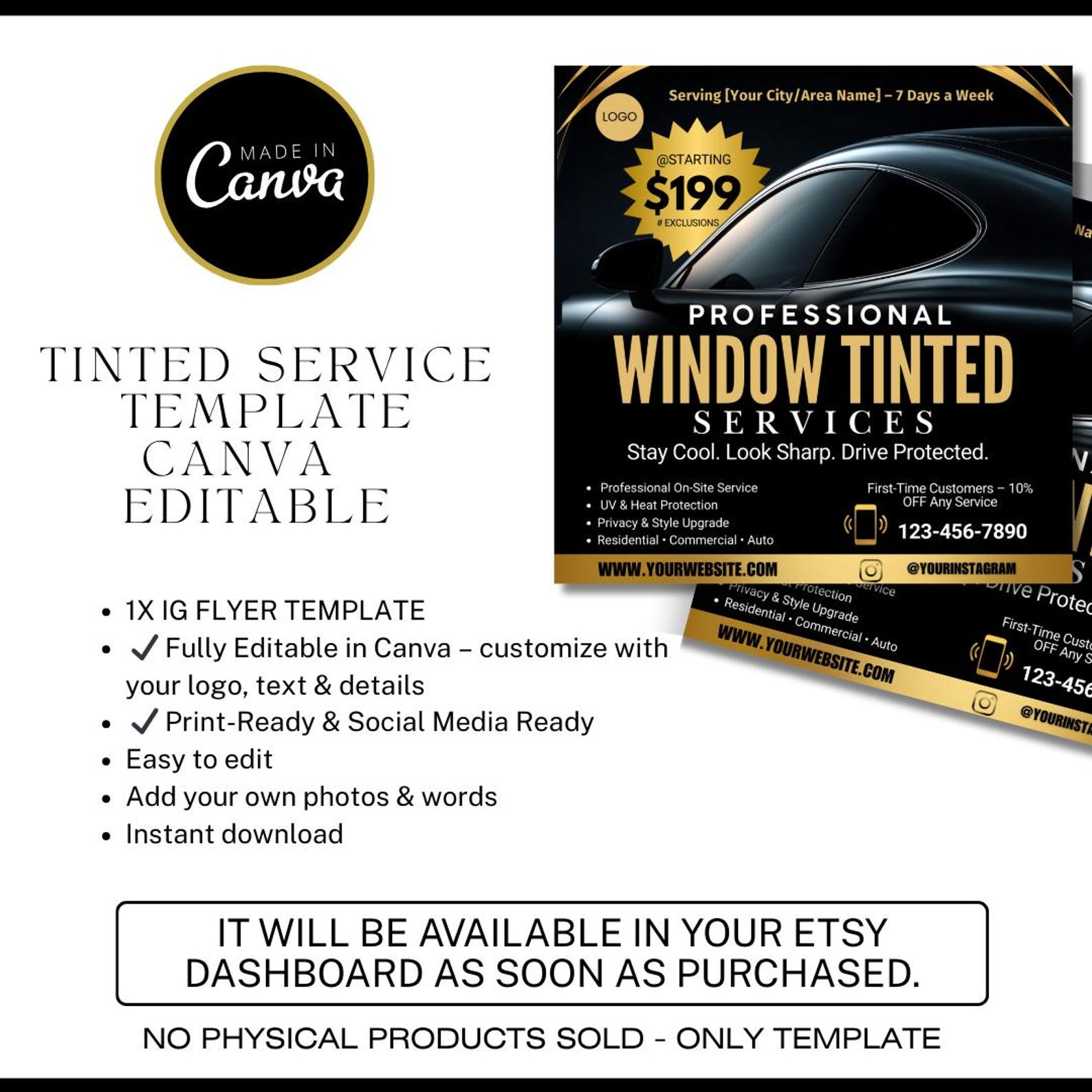 Tinted Window Mobile Service Flyer Template | Editable Canva Auto ...