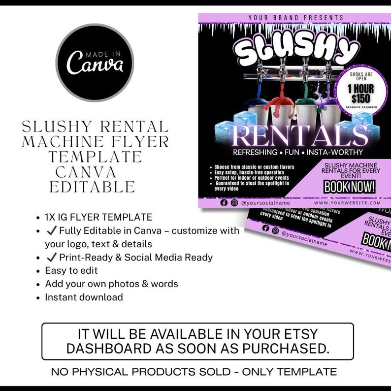 Animated Slushy Machine Flyer Template | Video Canva Template | Party ...