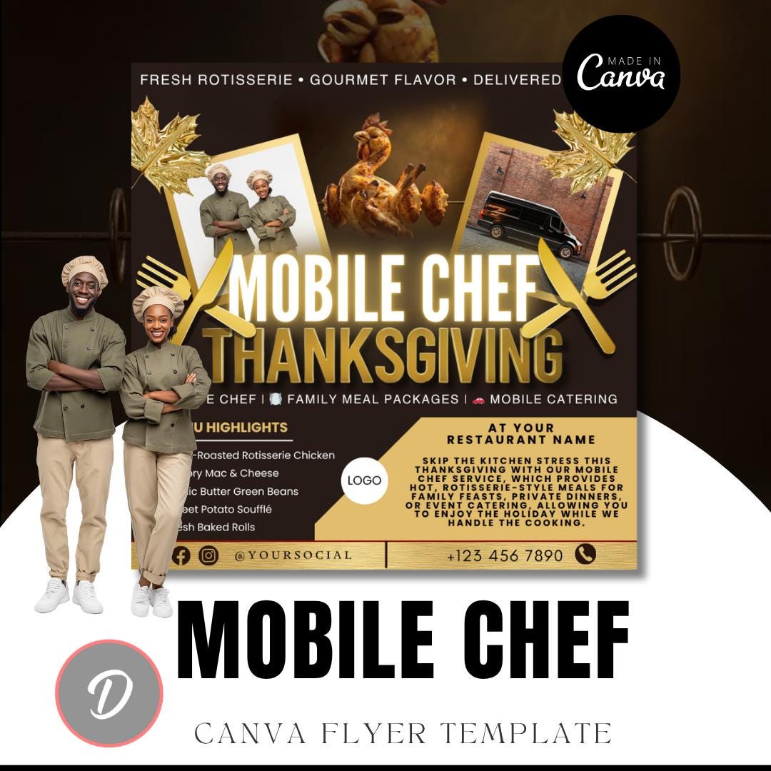 Thanksgiving Animated Mobile Chef Flyer Template | Rotisserie Dinner ...