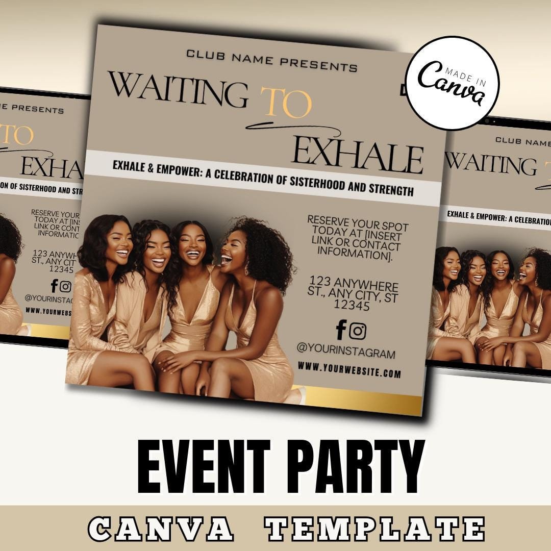 Women Network Event Flyer Template / Waiting to Exhale Party / Canva / Event Invitation ...