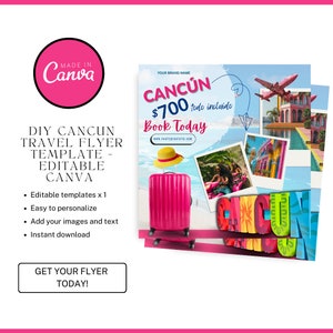 CANCUN Travel Agent Flyer / Travel Agent Canva / Travel Agent / Canva ...